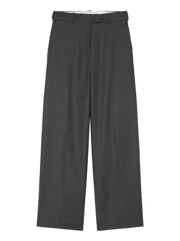 RÓHE Tailored Wide-leg Trousers - Dark Grey Melange