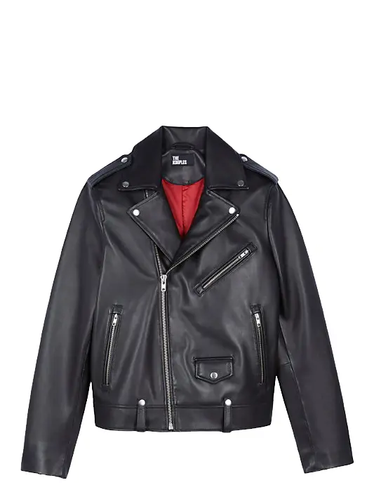The Kooples Straight-cut Notched-collar Leather Jacket - Black