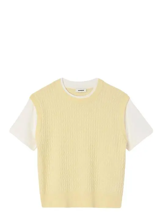 Sandro Layered Short-sleeve Knitted Jumper - Light Yellow