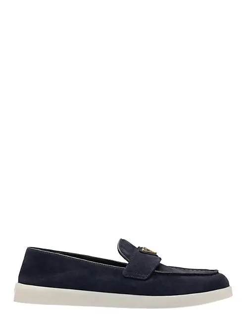 Prada Logo-embellished Suede Loafers - Blue