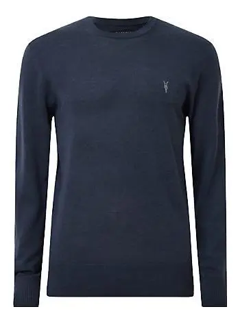 ALLSAINTS Mode Merino Marl-pattern Wool Crew Jumper - Navy Blue