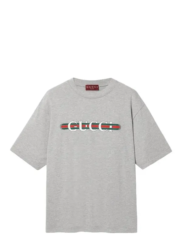 Gucci Printed Cotton Jersey T-shirt - Grey