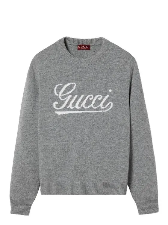Gucci Wool Sweater With Intarsia - Grey