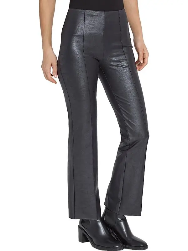 Lyssé Elysse Foiled Faux Leather Bootcut Pants - Black