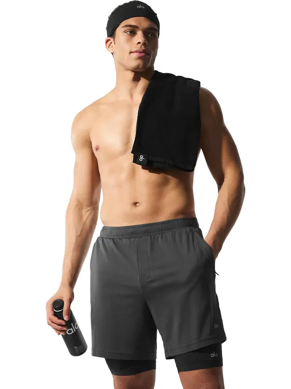 Alo Yoga Conquer React 2-in-1 Performance Short - Anthracite/black