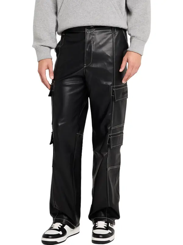 Hudson Jeans Baggy Faux-leather Cargo Pants - Black Sky