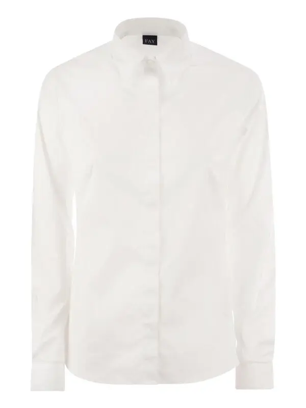 FAY Stretch Poplin Shirt - White