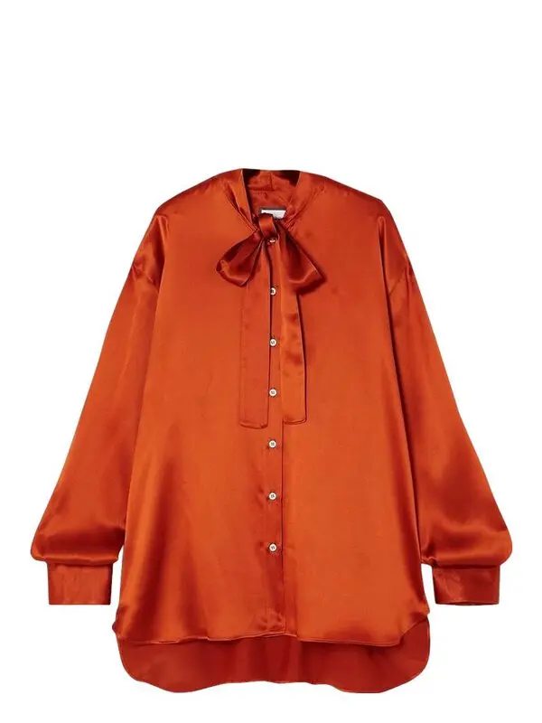 BEARE PARK Oversized Silk-satin Blouse - Orange