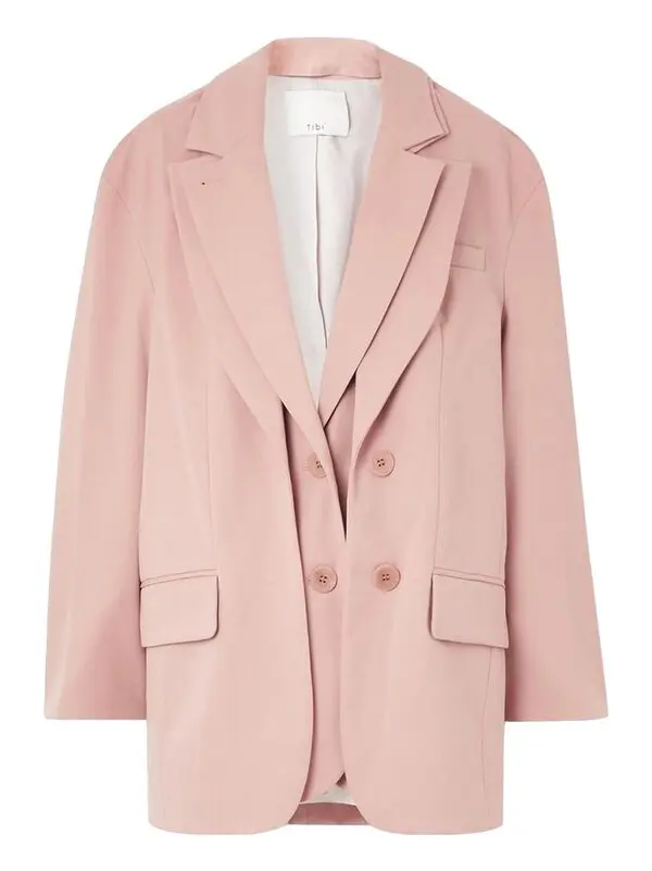 Tibi Layer Liam Wool-blend Blazer - Baby Pink