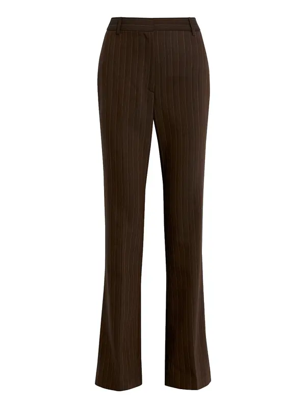 NILI LOTAN Corette Pinstriped Straight-leg Pants - Chocolate