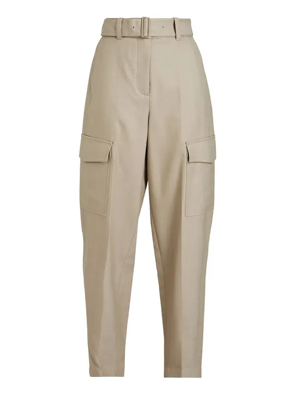 JOSEPH Devonport Belted Tapered Pants - Sage Green