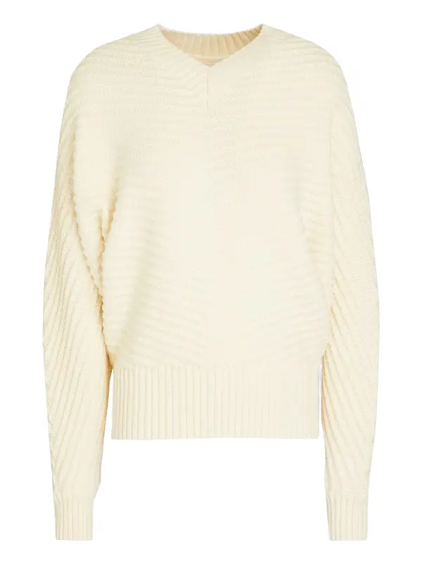 Another Tomorrow Ribbed Wool Sweater - Cream