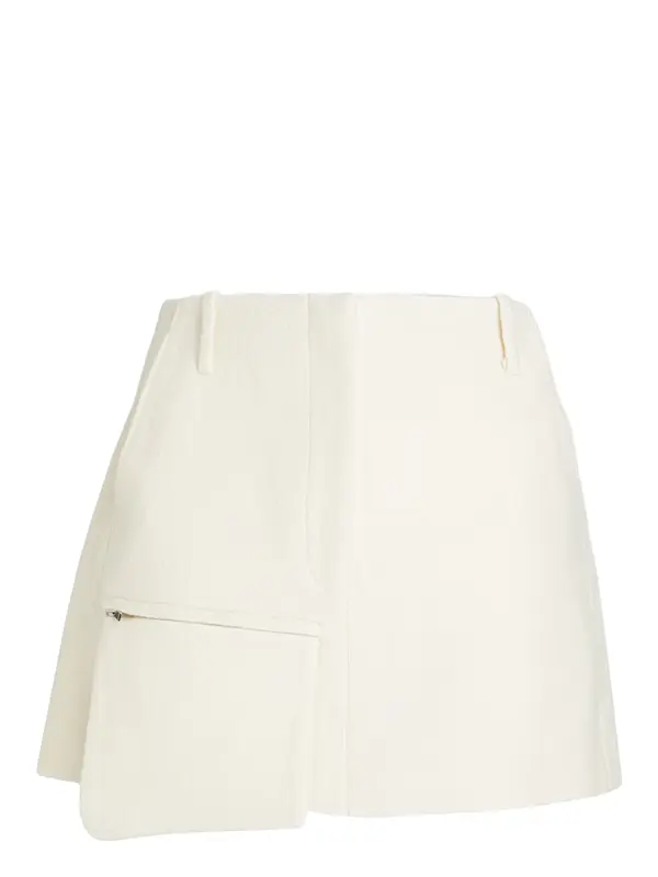 Tibi Brushed Wool-blend Mini Skirt - Ivory