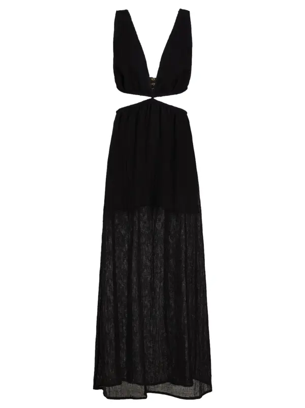 Le Kasha Dessouk Cutout Linengauze Maxi Dress - Black