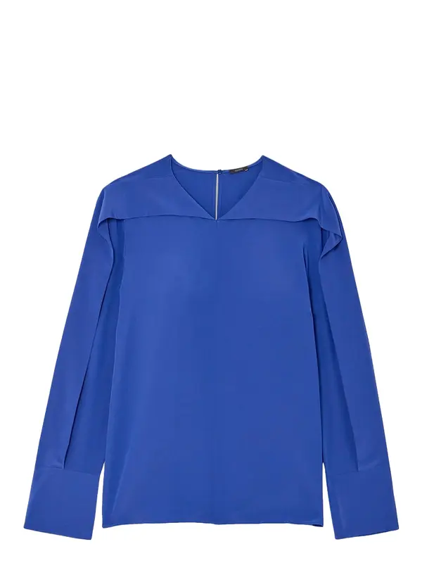 JOSEPH Wigmore Cape-effect Silk Crepe De Chine Blouse - Cobalt Blue