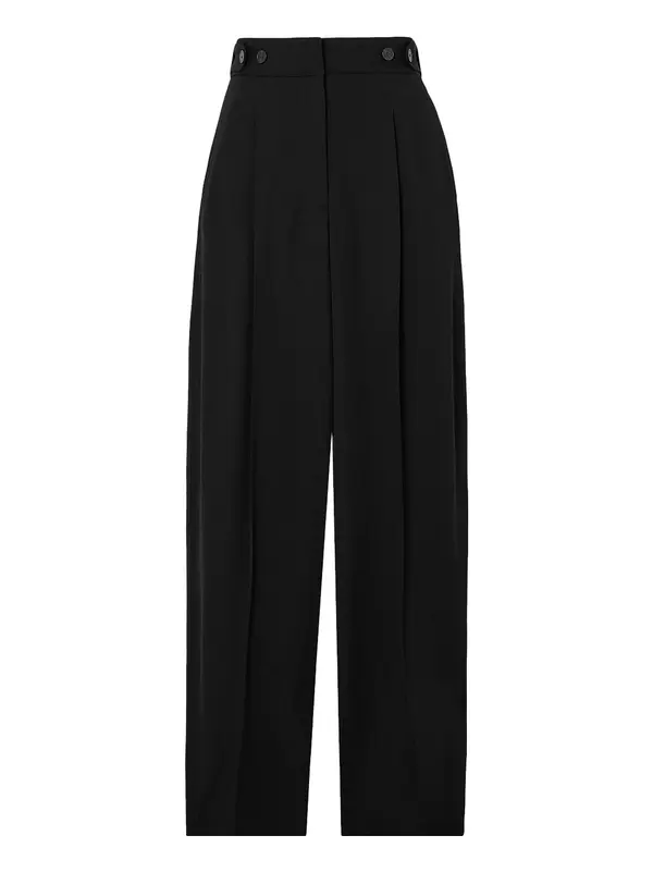 JOSEPH Timothy Pleated Twill Wide-leg Pants - Black