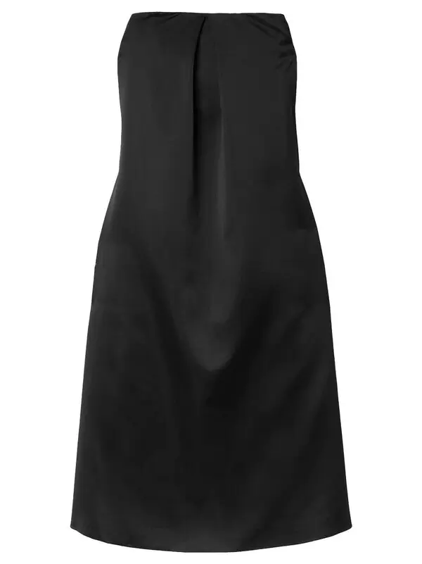 Co Strapless Pleated Duchess-satin Midi Dress - Black