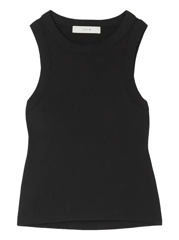 Lvir Cutout Ribbed Stretch-cotton Tank - Black