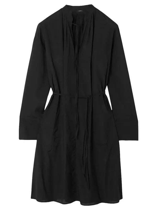 JOSEPH Dartmouth Belted Poplin Midi Shirt Dress - Black