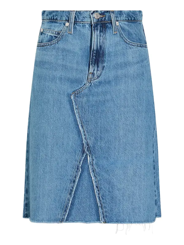 FRAME Frayed Denim Skirt - Mid Denim