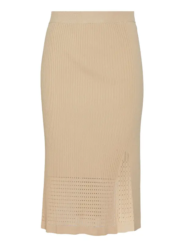 JOSEPH Pointelle-trimmed Ribbed-knit Skirt - Beige