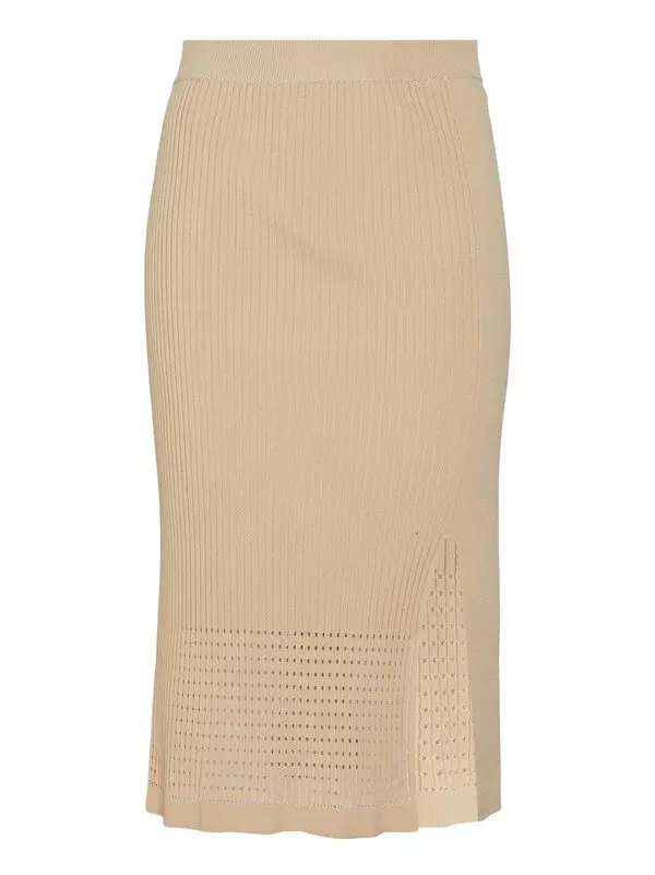 JOSEPH Pointelle-trimmed Ribbed-knit Skirt - Beige