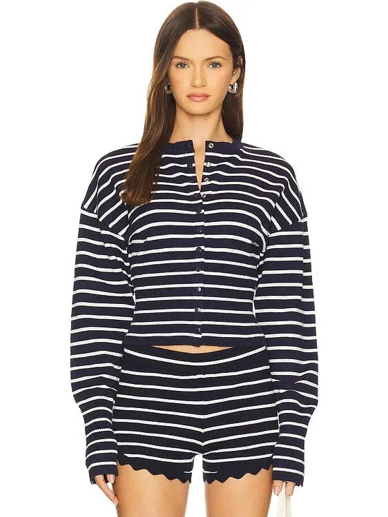 Lioness Head In The Clouds Cardigan - Navy Stripe