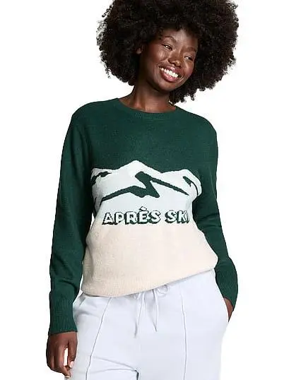 Pink Collegiate Knit Crewneck Sweater - Green