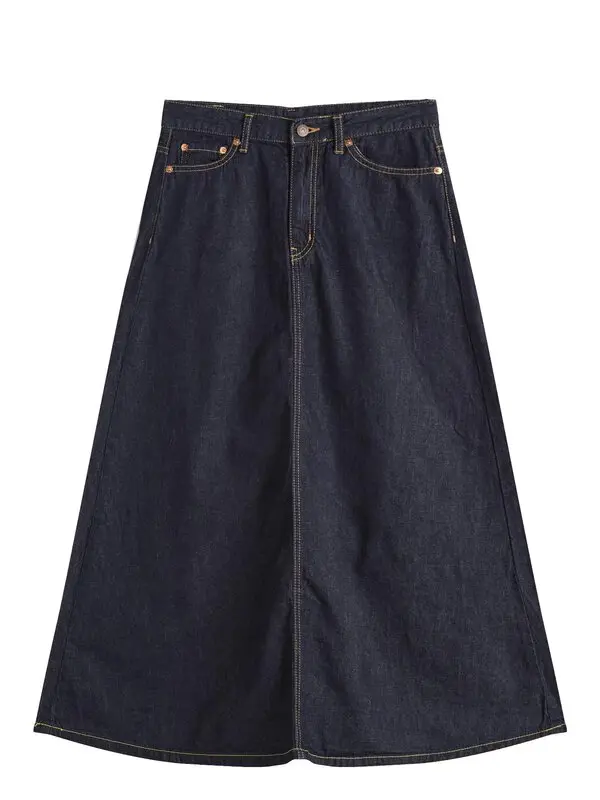 BEAMS 5-pocket Denim Skirt - Blue Indigo