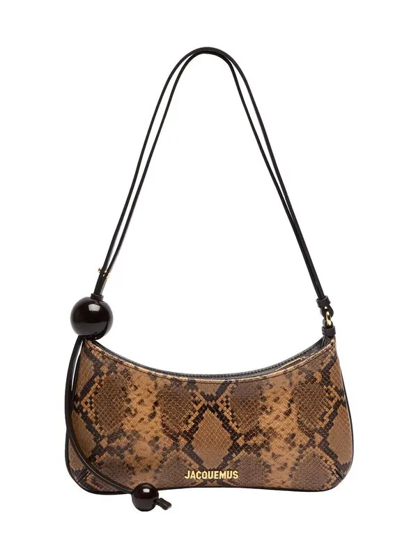 Jacquemus Le Bisou Perle Python-effect Leather Shoulder Bag - Brown Light
