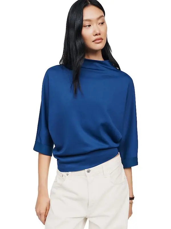 Anthropologie Whitley Mock-neck Top - Ocean Cavern