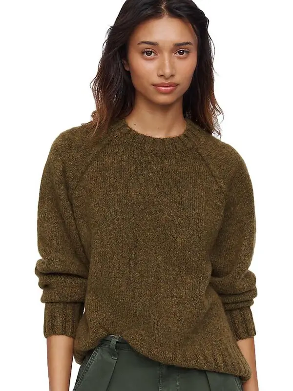 Anthropologie Chunky Crew-neck Sweater - Olive