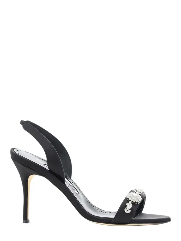 Manolo Blahnik 90mm Lamisan Embellished Slingback Sandals - Black