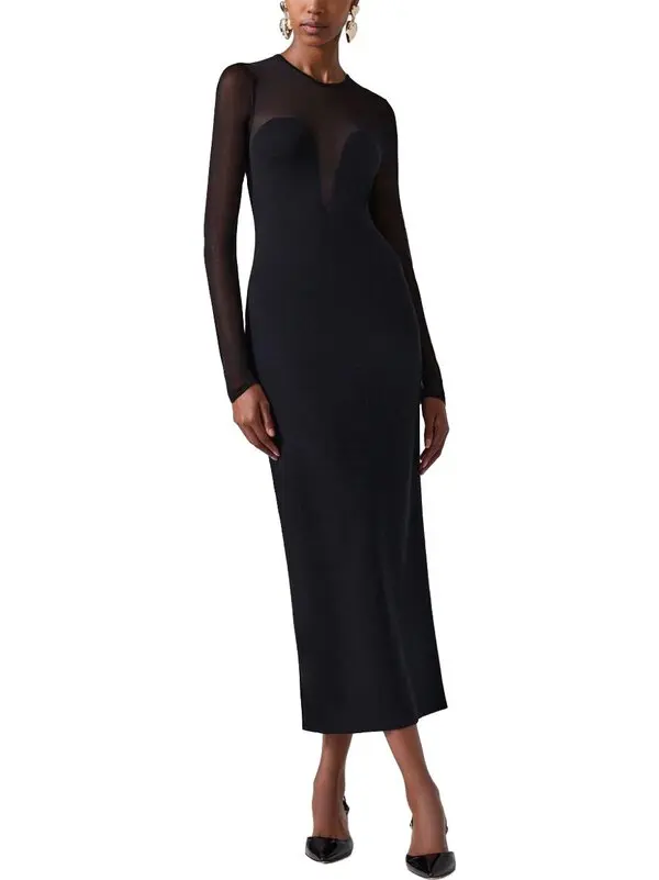 Carolina Herrera Sheer-yoke Knitted Dress - Black