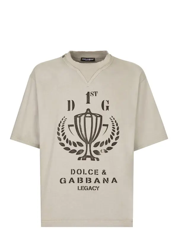 Dolce & Gabbana Logo-print Cotton T-shirt - Grey
