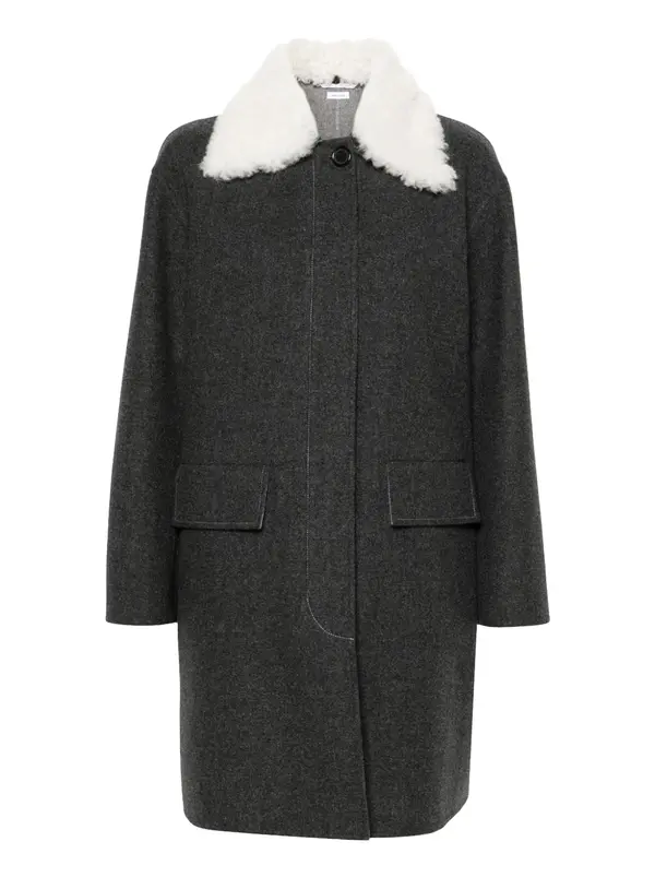 Thom Browne Bal-collar Wool-felt Coat - Grey