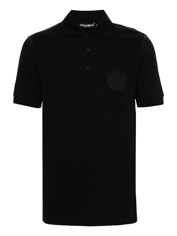 Dolce & Gabbana Logo-embroidered Cotton Polo Shirt - Black