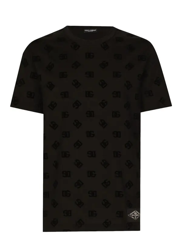 Dolce & Gabbana Monogram-print Cotton T-shirt - Black