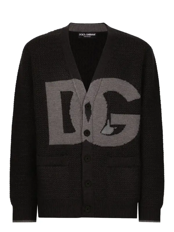 Dolce & Gabbana Logo-intarsia Cardigan - Grey