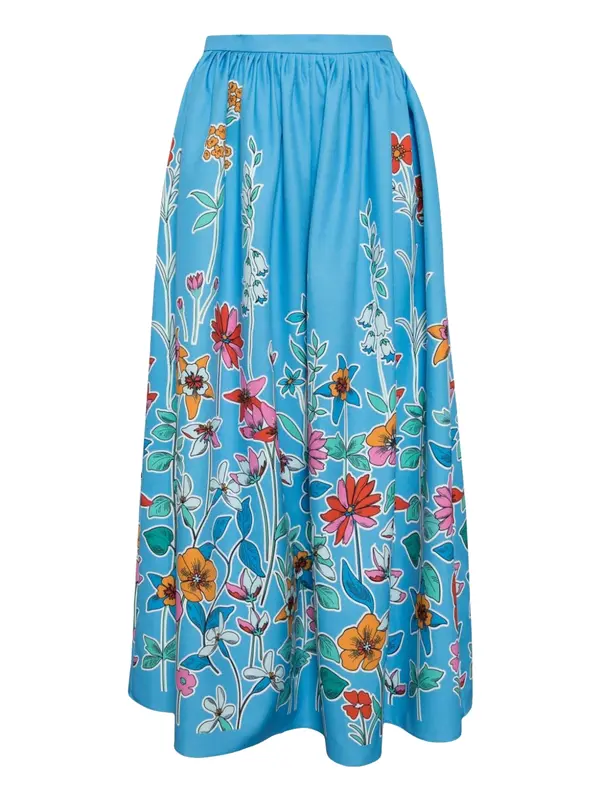 BAMBAH Hibiscus Midi Skirt - Blue
