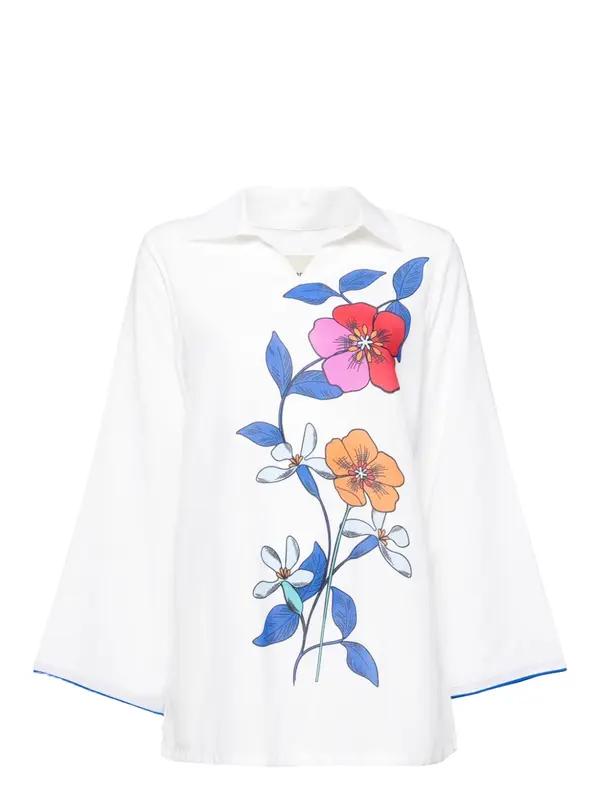 BAMBAH Hibiscus Linen Tunic - White