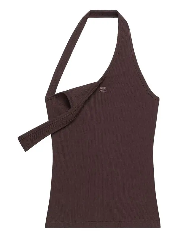 COURREGES 90's Asymmetric Ribbed Tank Top - Brown