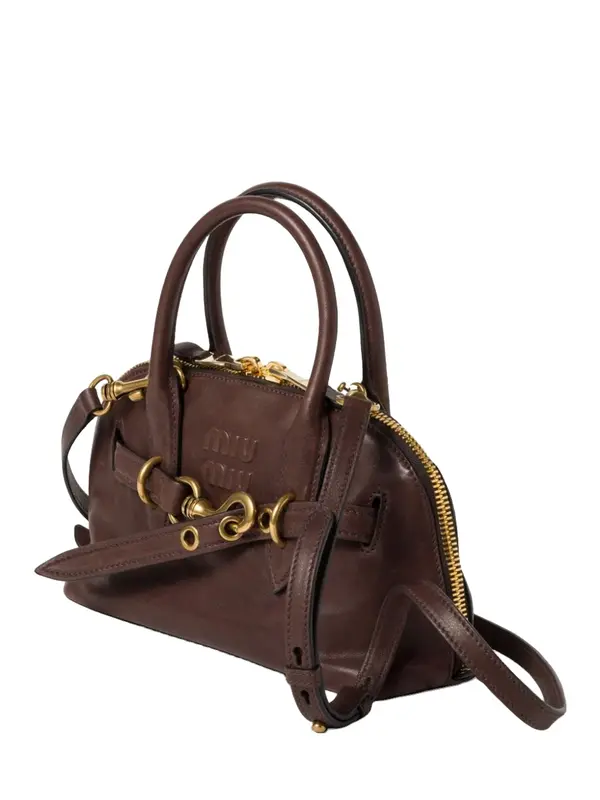 Miu Miu Aventure Leather Shoulder Bag - Brown