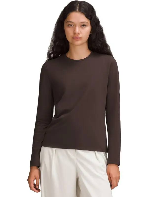 Lululemon Organic Cotton Crewneck Long-sleeve T-shirt - Espresso