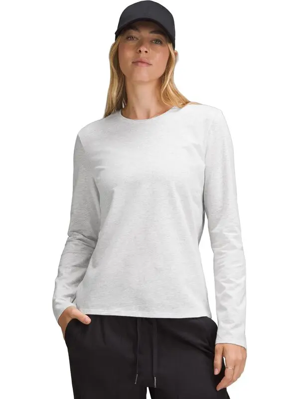 Lululemon Organic Cotton Crewneck Long-sleeve T-shirt - Heathered Core Ultra Light Grey