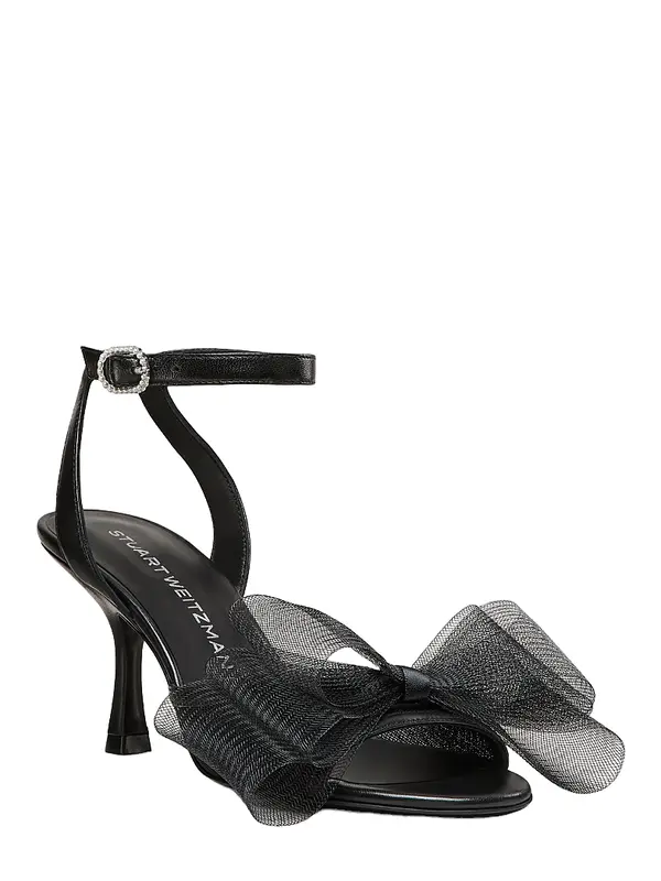 STUART WEITZMAN Blushing Bow 75 Mid Heel Sandals - Black