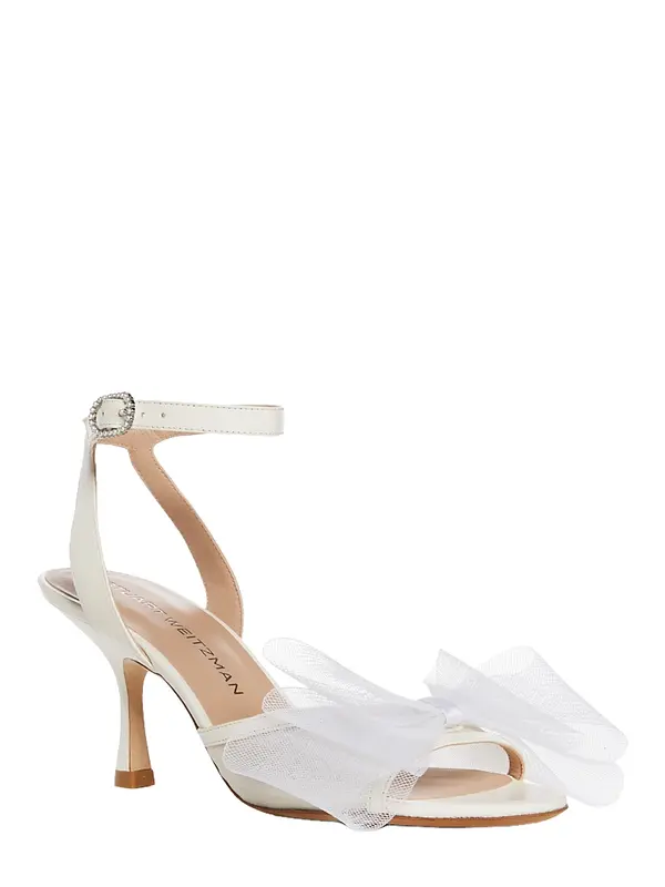 STUART WEITZMAN Blushing Bow 75 Mid Heel Sandals - Cream/white
