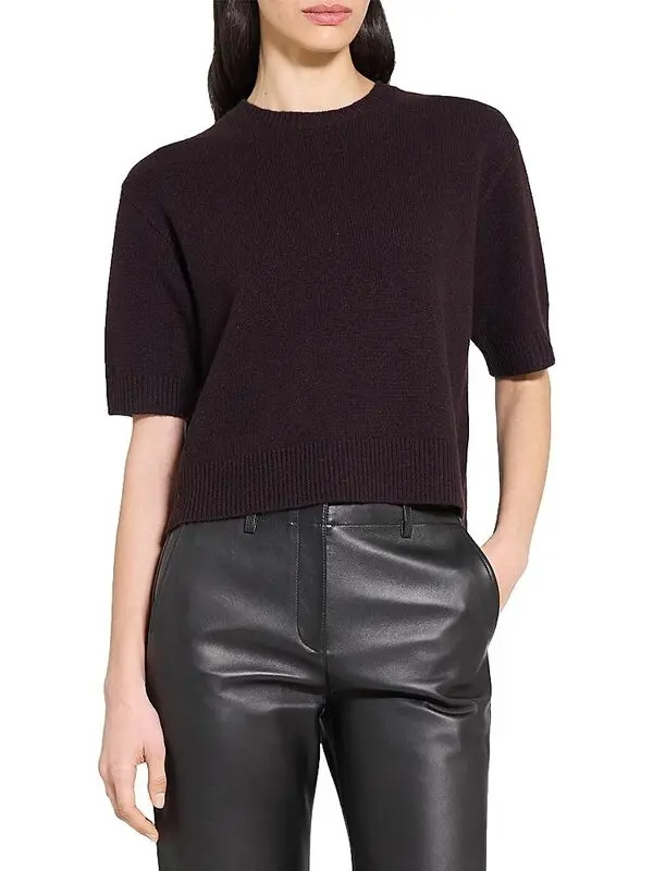 Theory Cashmere Cropped Sweater - Cacao