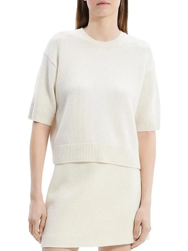 Theory Cashmere Cropped Sweater - Ivory