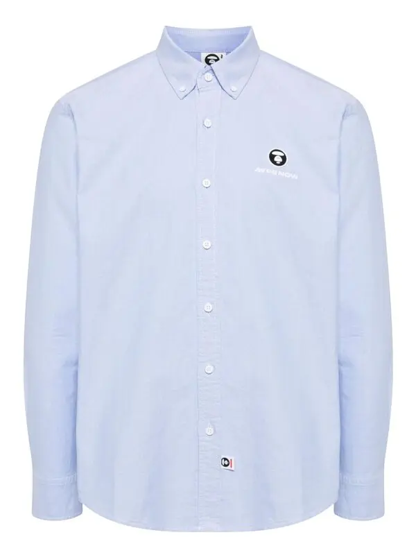 AAPE BY *A BATHING APE® Logo-patch Long-sleeved Shirt - Blue